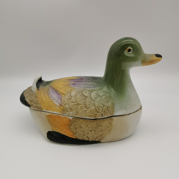 Vintage 60s Ceramic Duck Trinket Dish. Mallard - Etsy