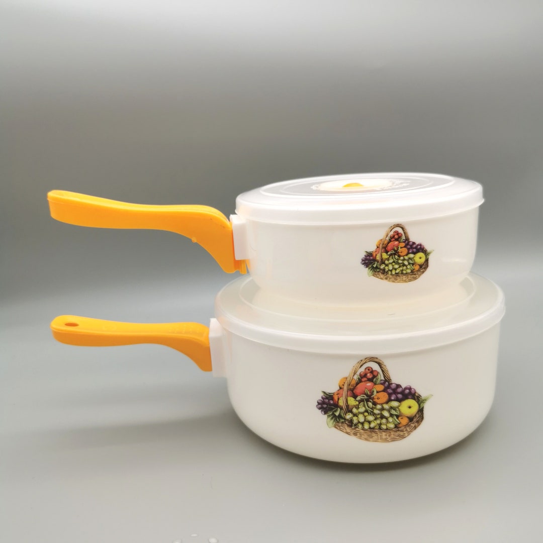 Vintage Tupperware Containers With Handles. Plastic Microwave Pans. Set ...