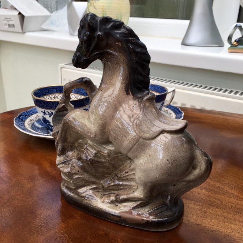 Porcelain 1950s Vintage Horse Figurine. Blue Roan/black/mouse Grey Dunn ...