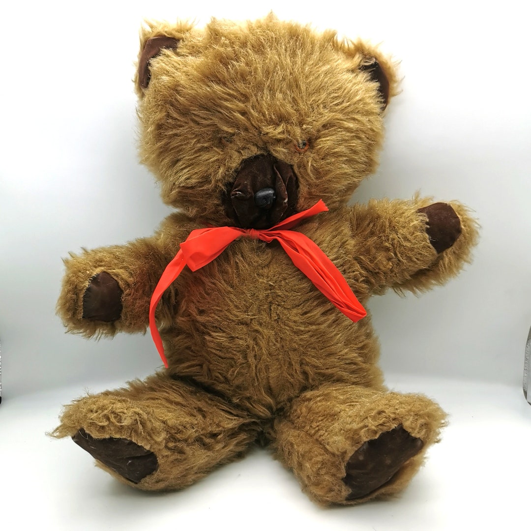 Vintage 70s/80s Teddy Bear With Zip Pouch. Suede Nose and Paws. - Etsy
