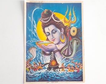 Wall Hangings Vintage Antique Hindu Supreme God poster of Lord shiva ...