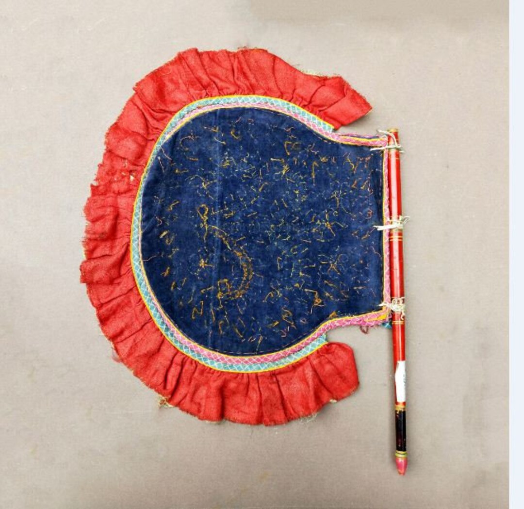 Vintage Indian Hand Fan Made of Wood and Fabric Decorated With - Etsy