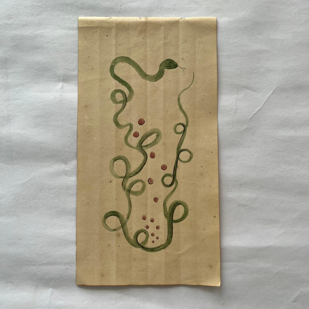 Vintage Tantra Painting of Saligram - Resemblence With Snakes , Painted ...