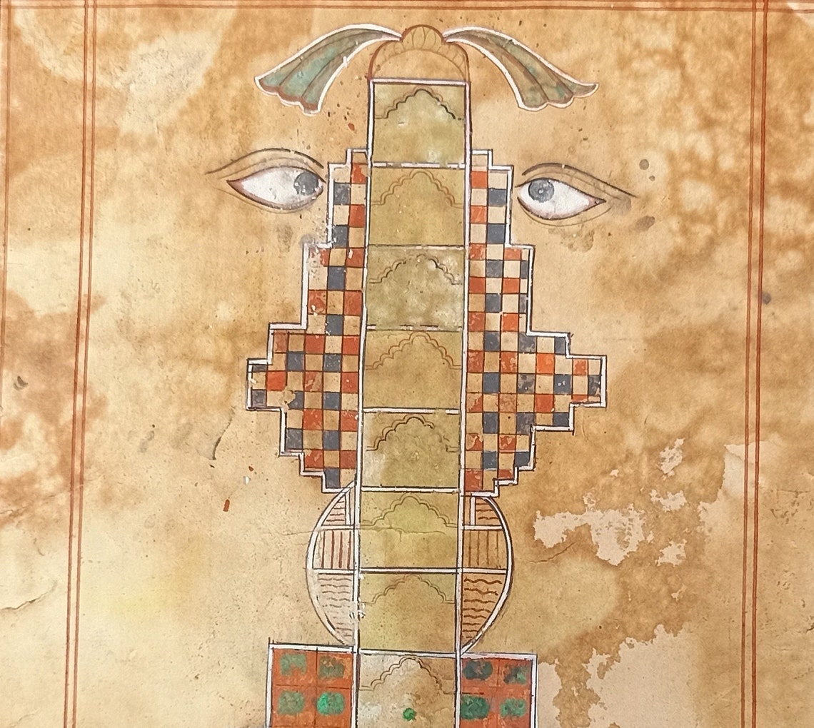 Vintage Indian Jain Lok Purusha Tantra Painting / Mythological Painting ...