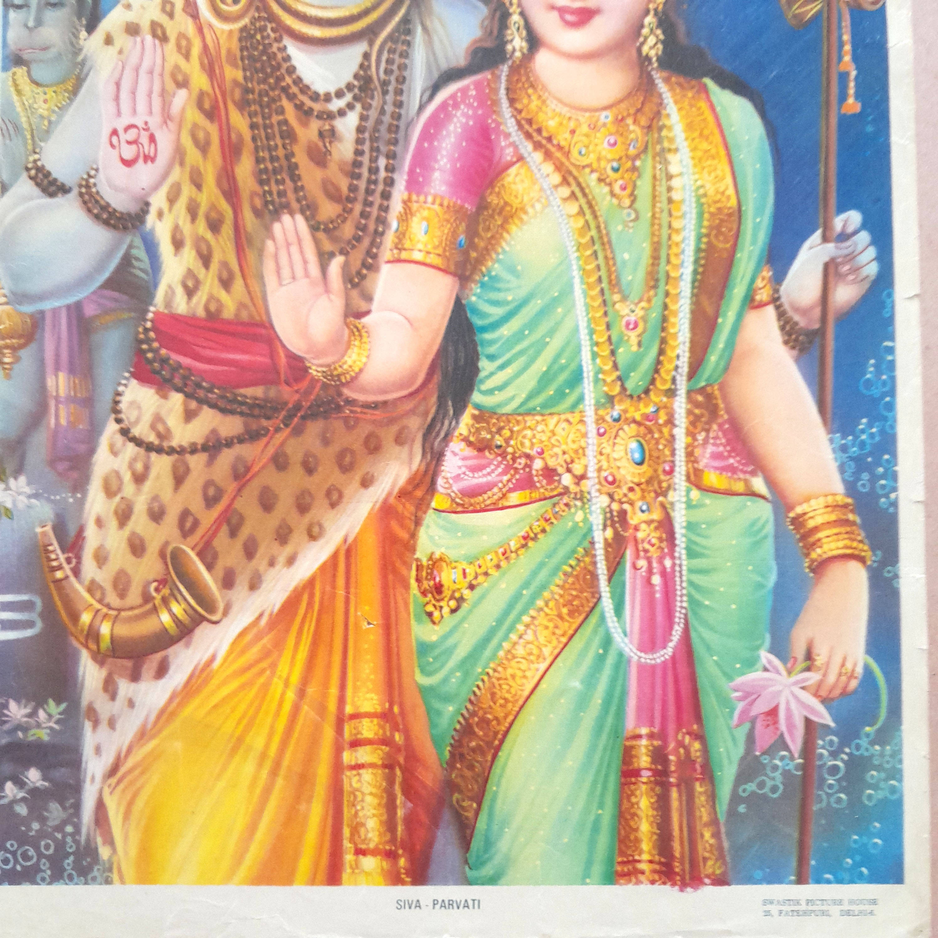 Vintage Hindu God Poster of Lord Shiva and Goddess Parvati - Etsy