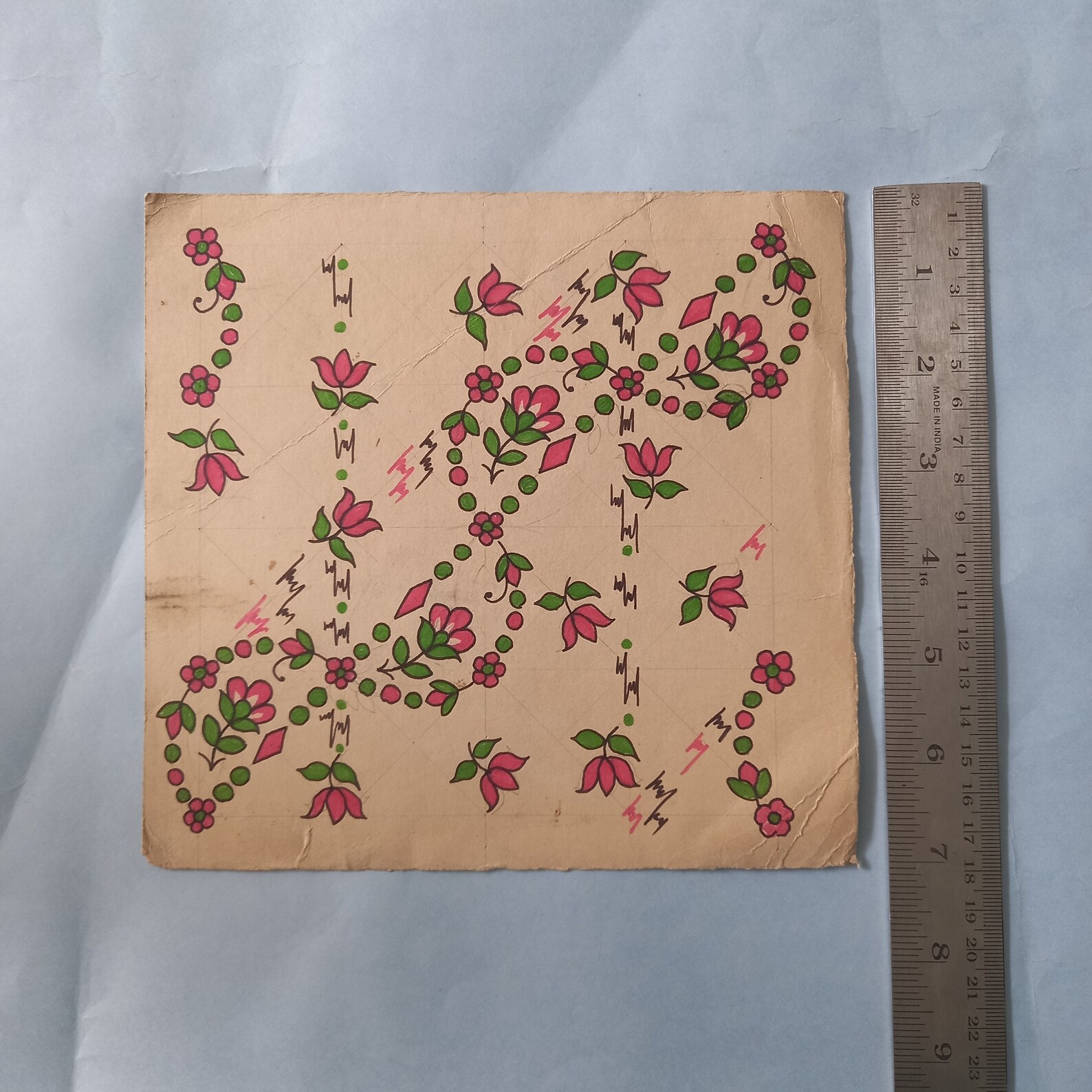 Hand Painted Textile Design Using Water Color on Paper From - Etsy