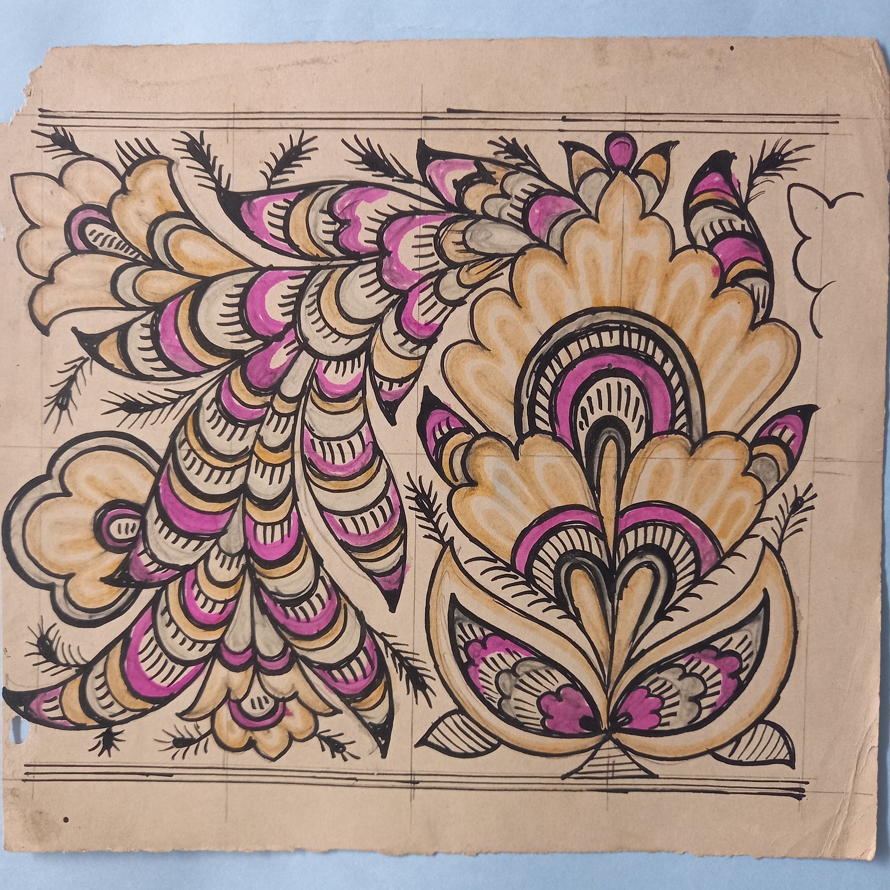 Hand Painted Textile Design Using Water Color on Paper From - Etsy