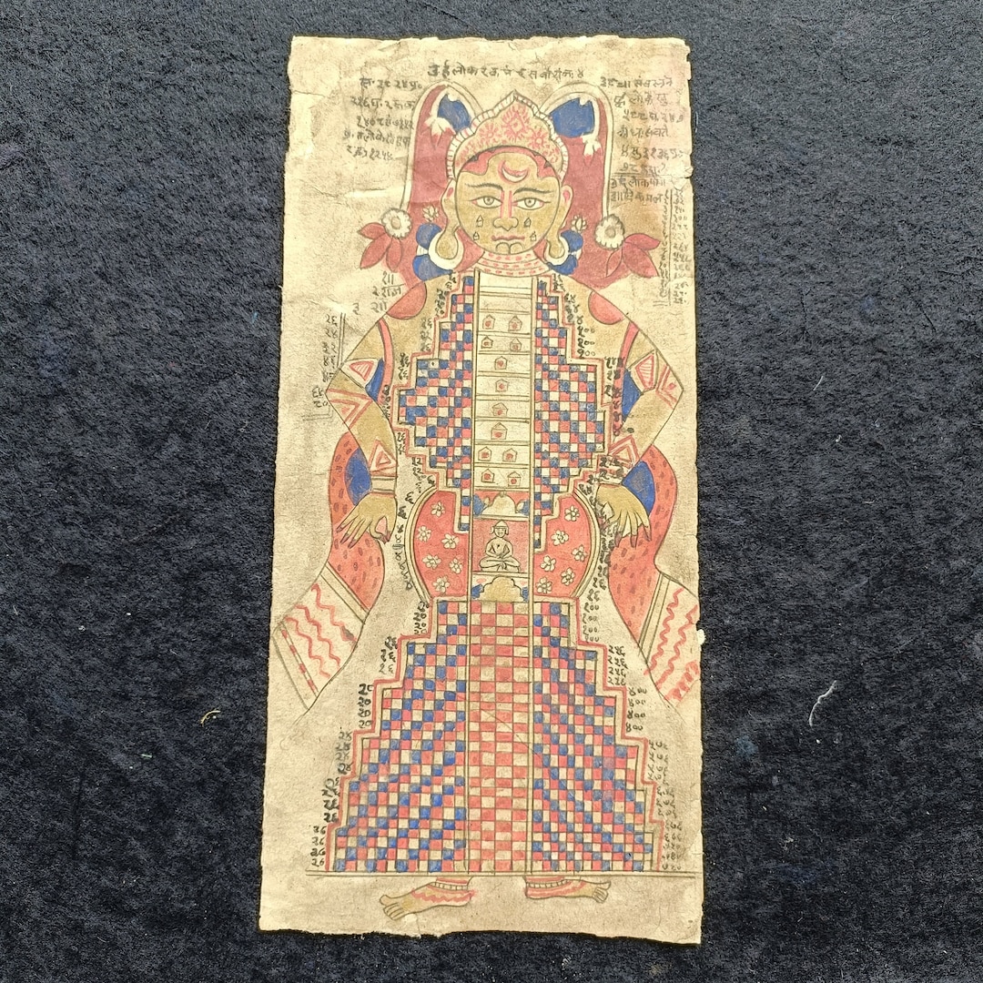 Vintage Indian Jain Lok Purusha Tantra Painting / Mythological Painting ...