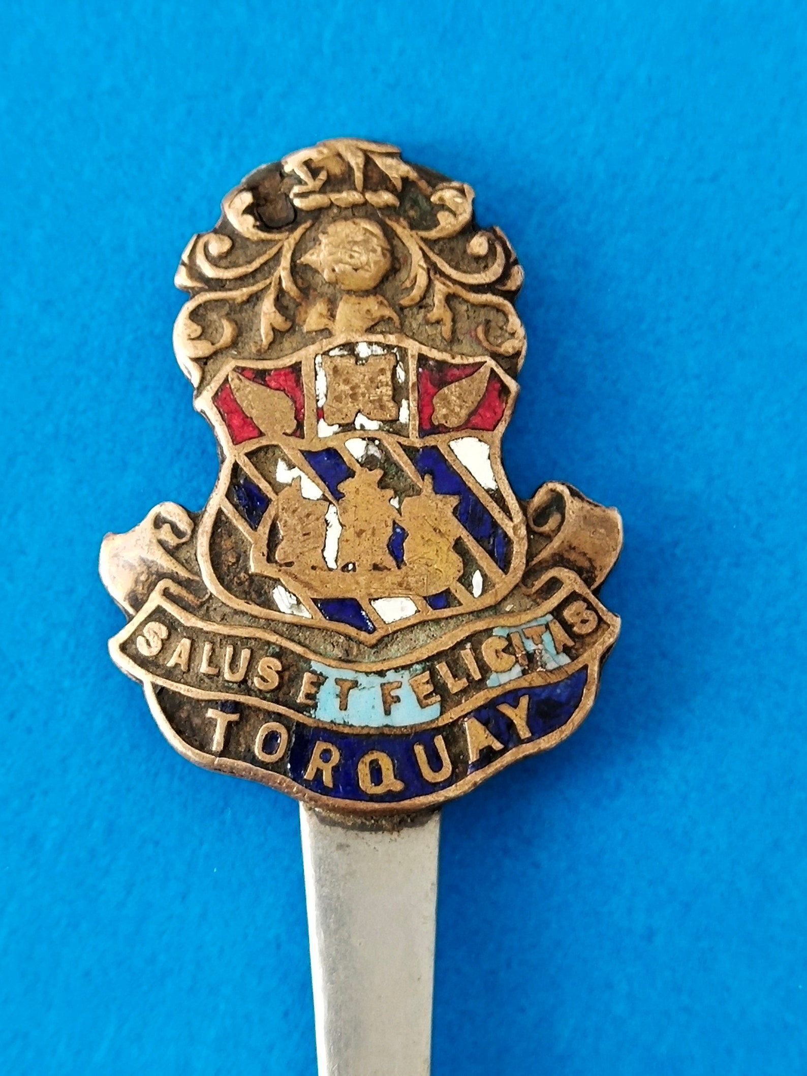 Vintage Antique England Torquay's Emblem Motif Silver & - Etsy