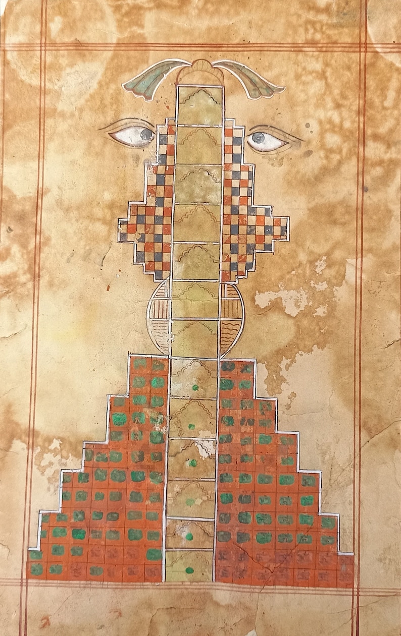 Vintage Indian Jain Lok Purusha Tantra Painting / Mythological Painting ...