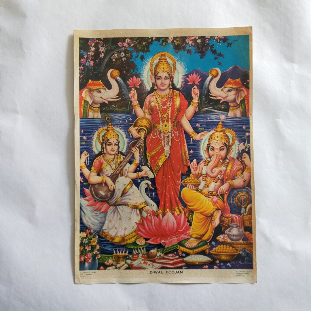 Vintage God Print on Paper From 1940s / Indian Religious God Prints ...