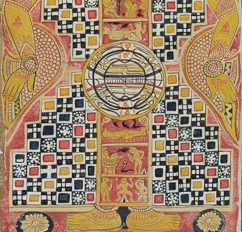 Vintage Indian Jain Lok Purusha Tantra Painting / Mythological Painting ...