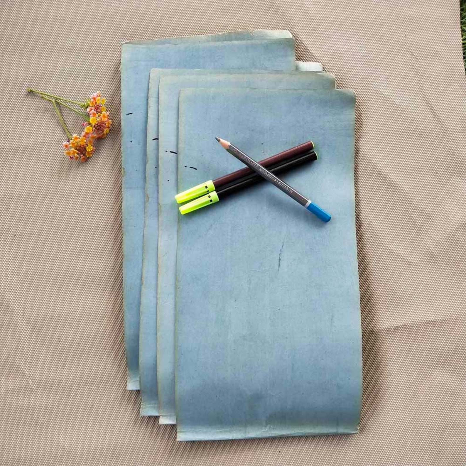 Set of 5 Papers of Vintage Indian Handmade Blank Blue Bahi - Etsy