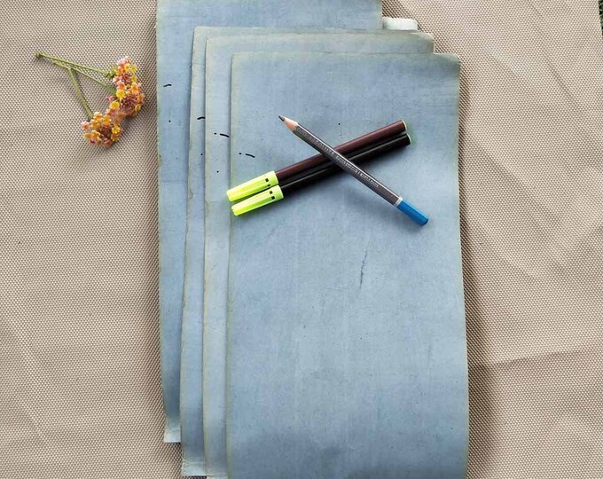 Set of 5 Papers of Vintage Indian Handmade Blank Blue Bahi Papers for ...