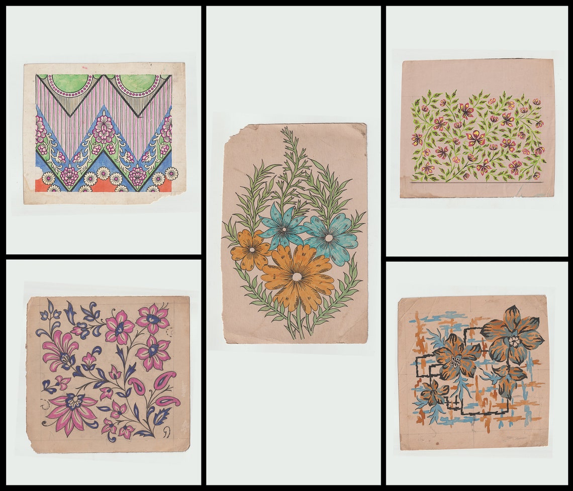 Genuine Old Hand Painted Textile Designs in 600 Dpi Digital | Etsy