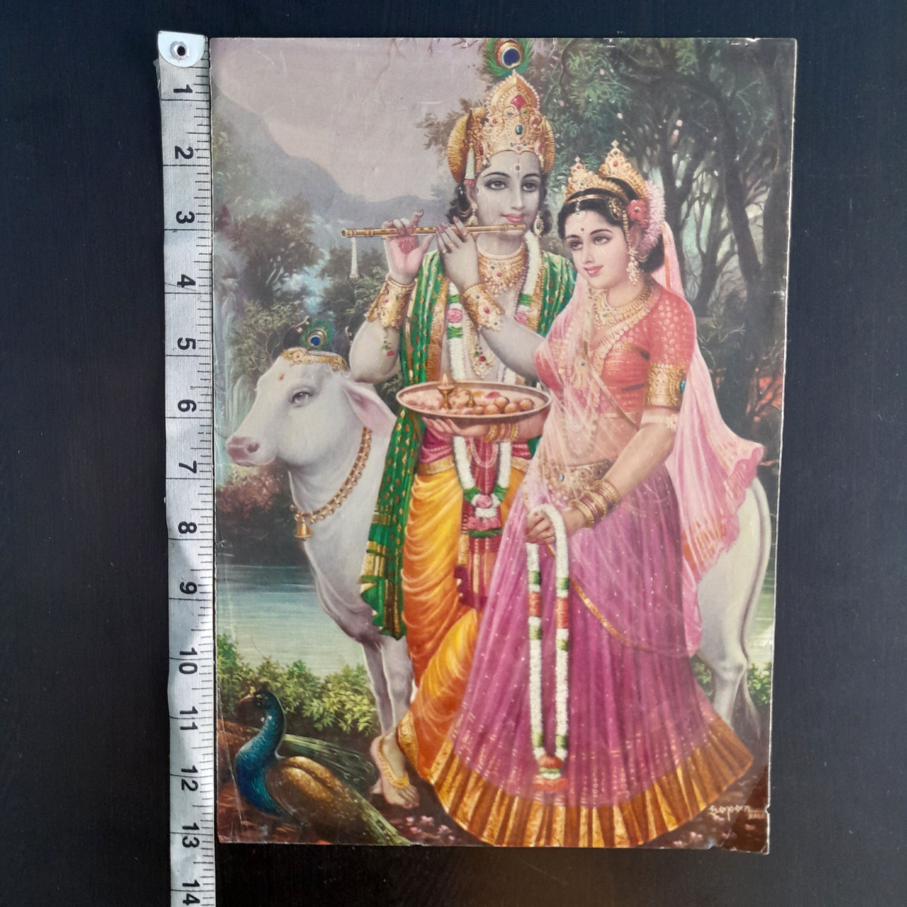 Antique Vintage Hindu God Poster of Lord Krishna with Radha | Etsy