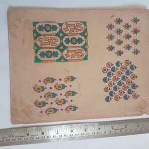 Hand Made Old Textile Block Print Designs on Old Paper Collectible ...