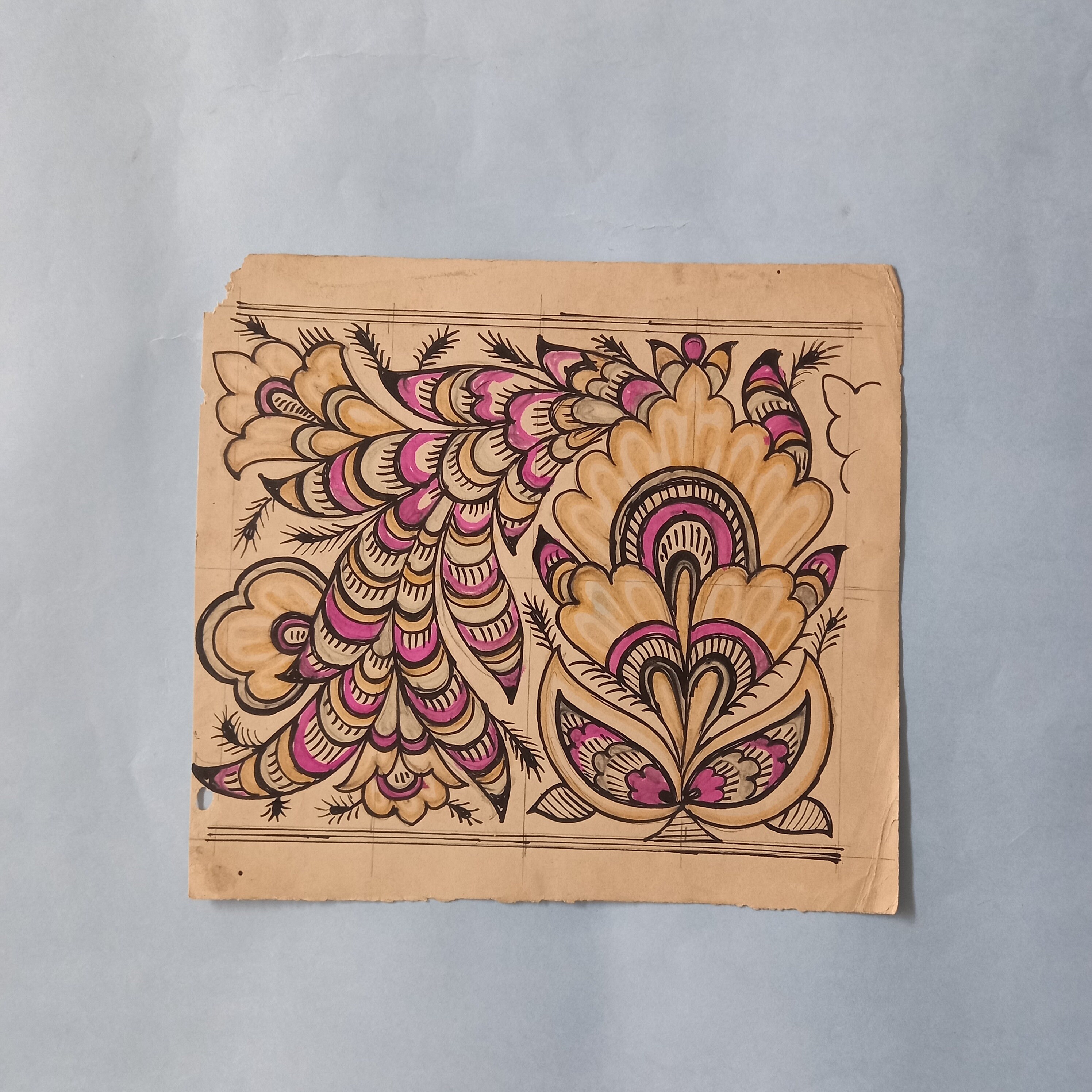 Hand Painted Textile Design Using Water Color on Paper From - Etsy