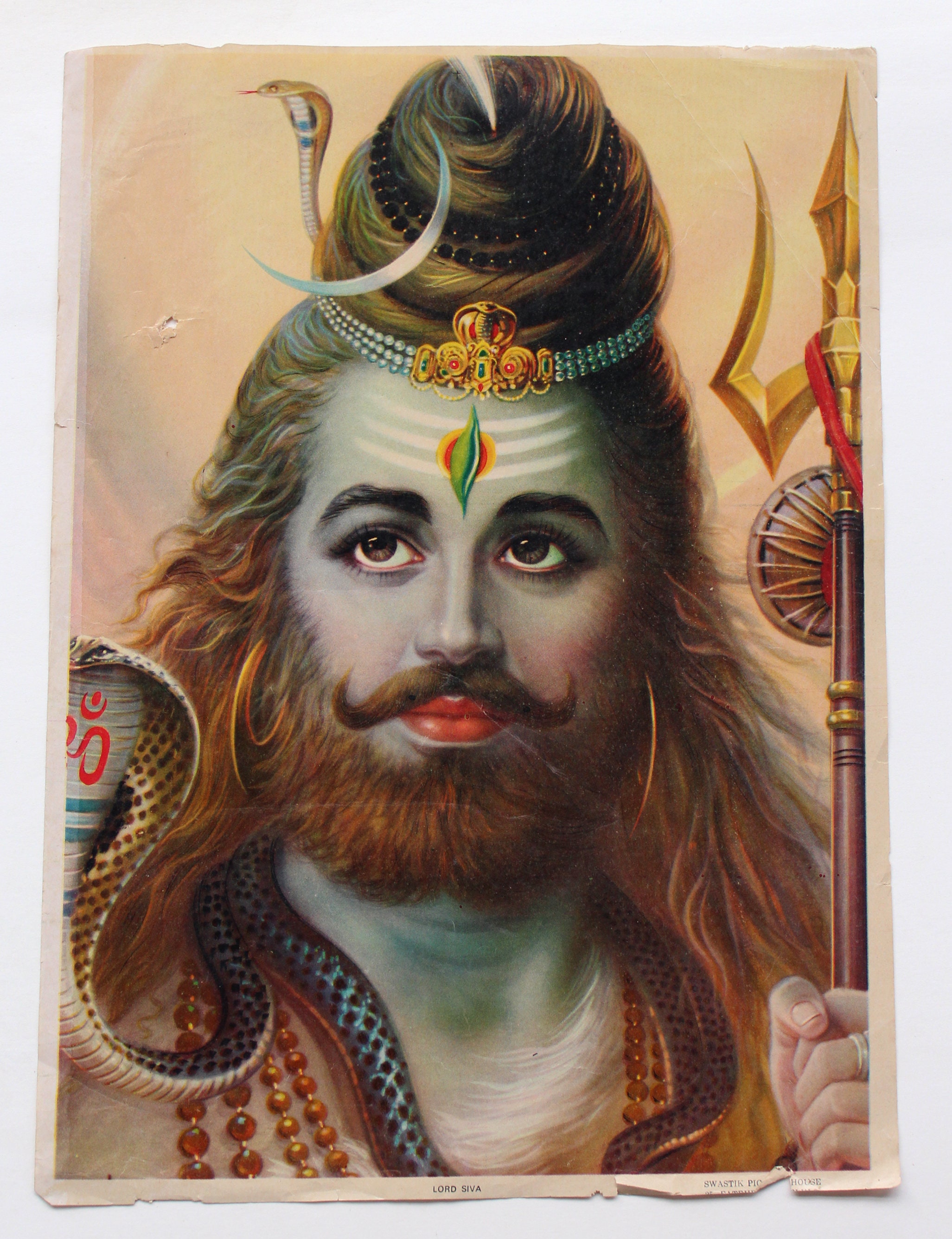 Hindu God Print of Shree Shiva Vintage Old Print. - Etsy Singapore