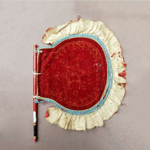 Vintage Indian Hand Fan Made of Wood and Fabric Decorated With - Etsy