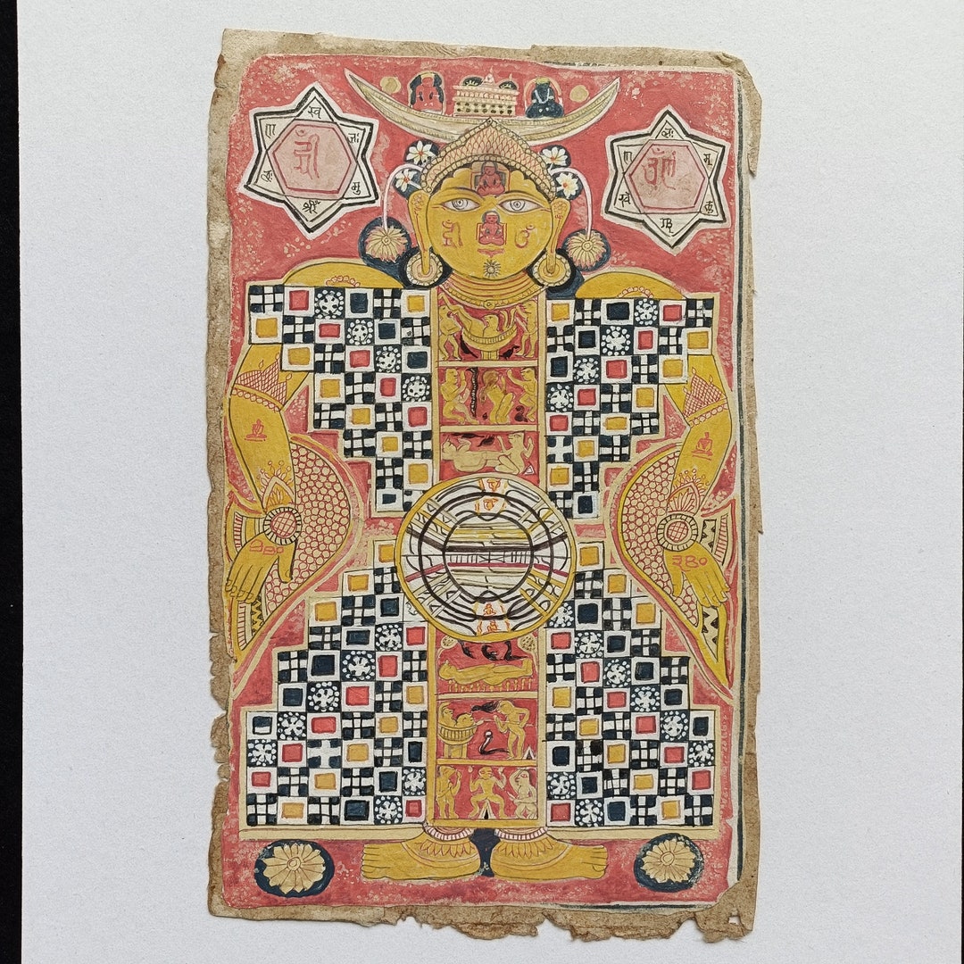 Vintage Indian Jain Lok Purusha Tantra Painting / Mythological Painting ...