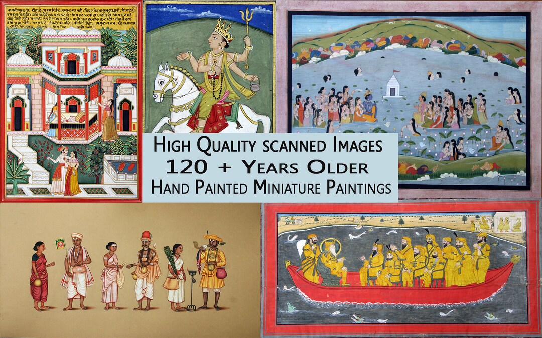 Original Scanned 5 Images of Hand Painted Miniature Paintings - Etsy