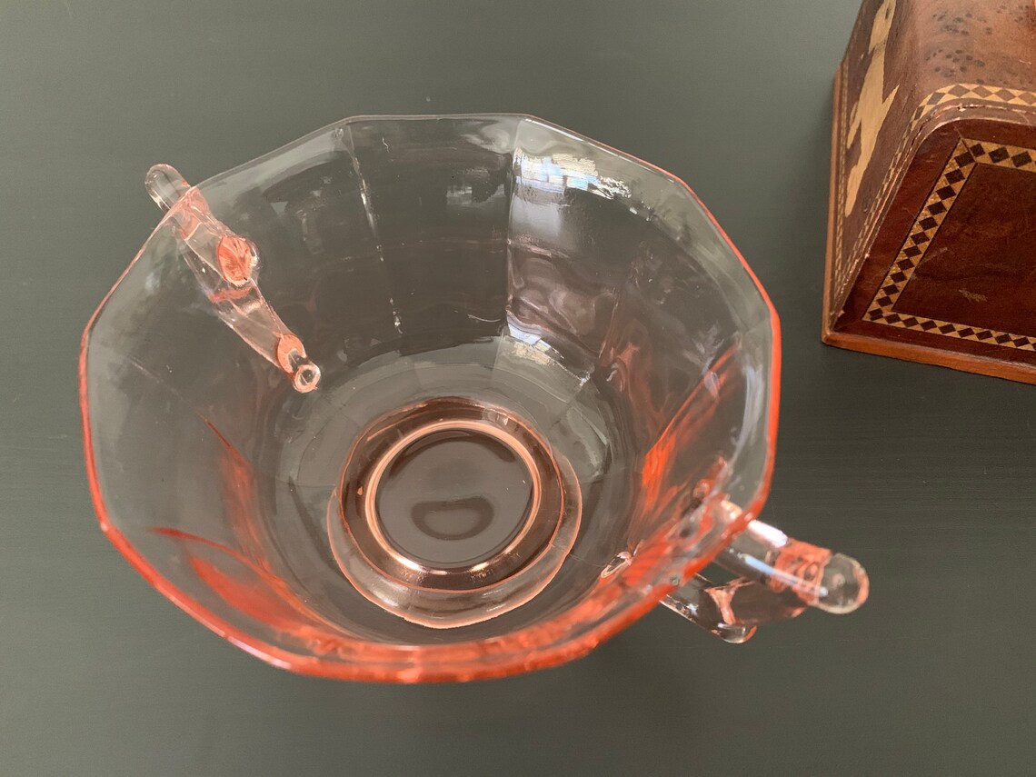 Vintage Cambridge Pink Depression Glass Decagon Creamer and Sugar Bowl ...