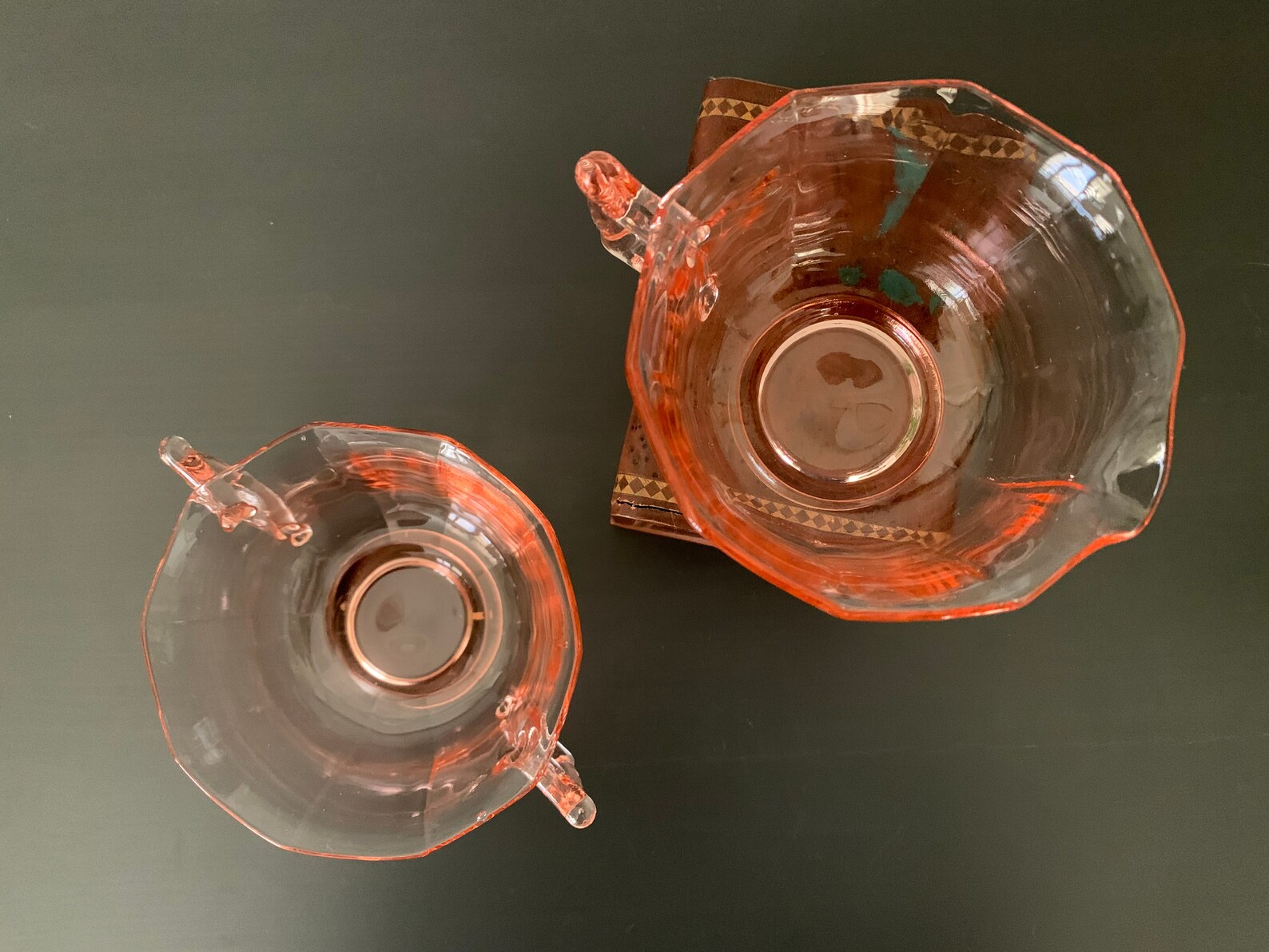 Vintage Cambridge Pink Depression Glass Decagon Creamer and Sugar Bowl ...