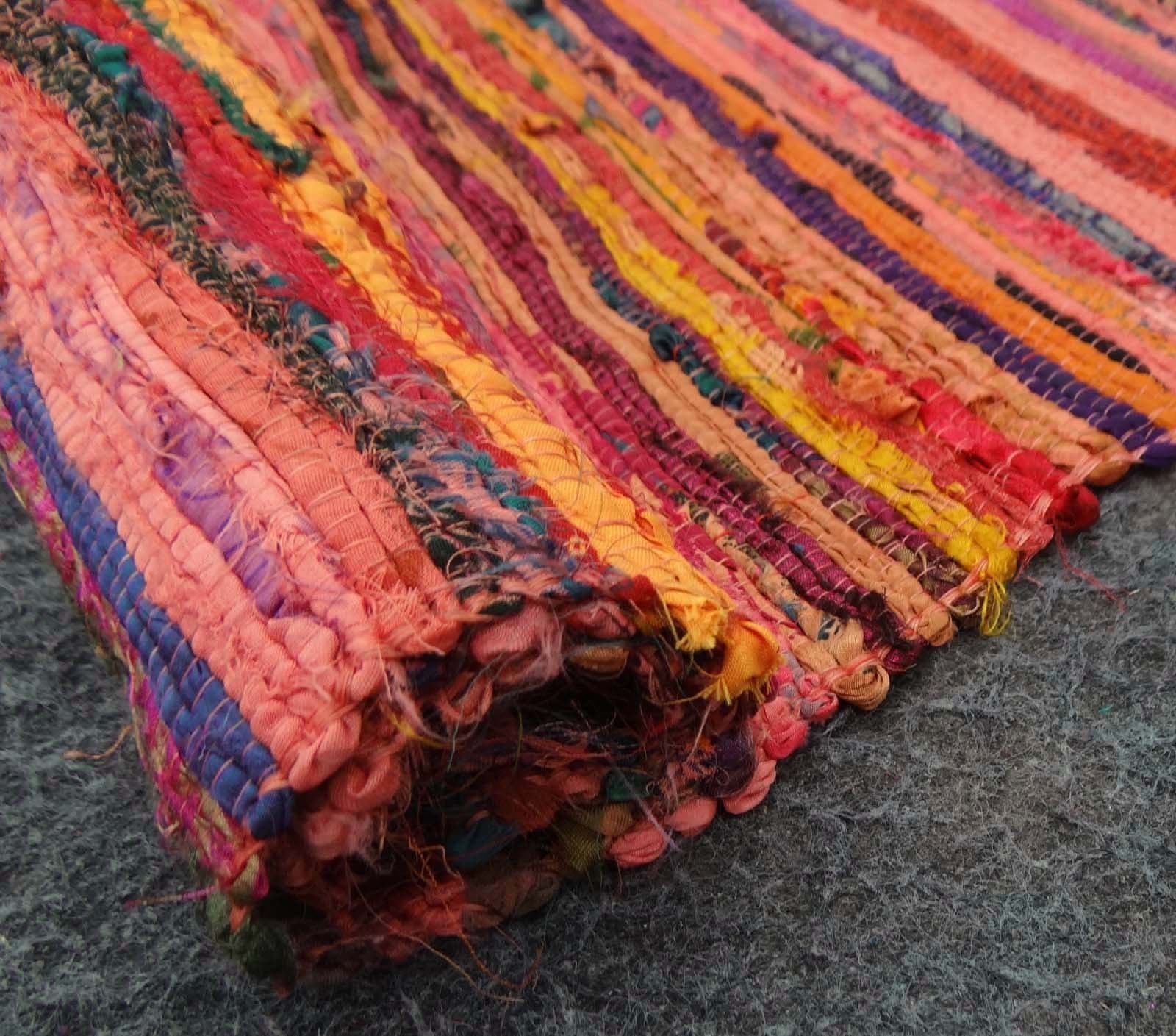 Indian cotton vintage handmade chindi rag runner rug living | Etsy