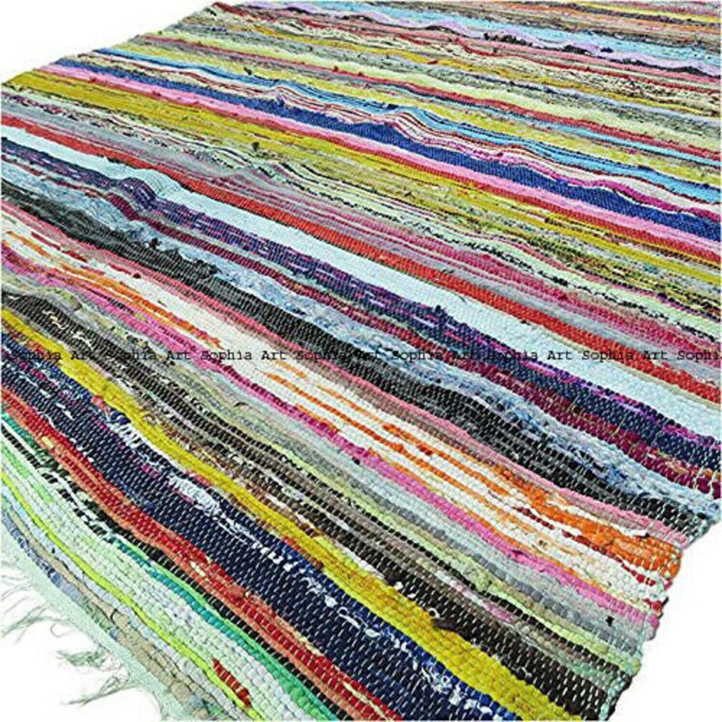 Indian Handmade Reversible Chindi Rag Runner Rug Vintage | Etsy