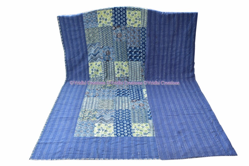 Indian Cotton Handmade Ajrak Kantha Quilt Hand Block Boho | Etsy
