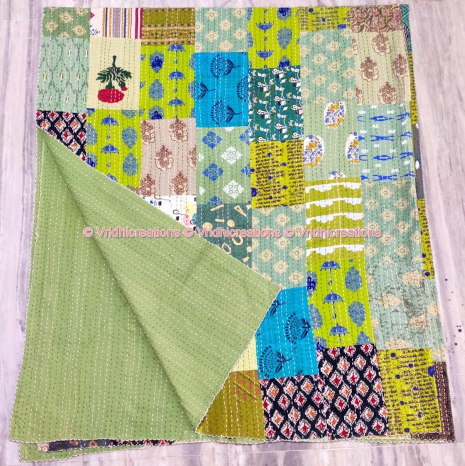 Handmade Block Print Patch Work Kantha Hippie Ethnic Queen | Etsy