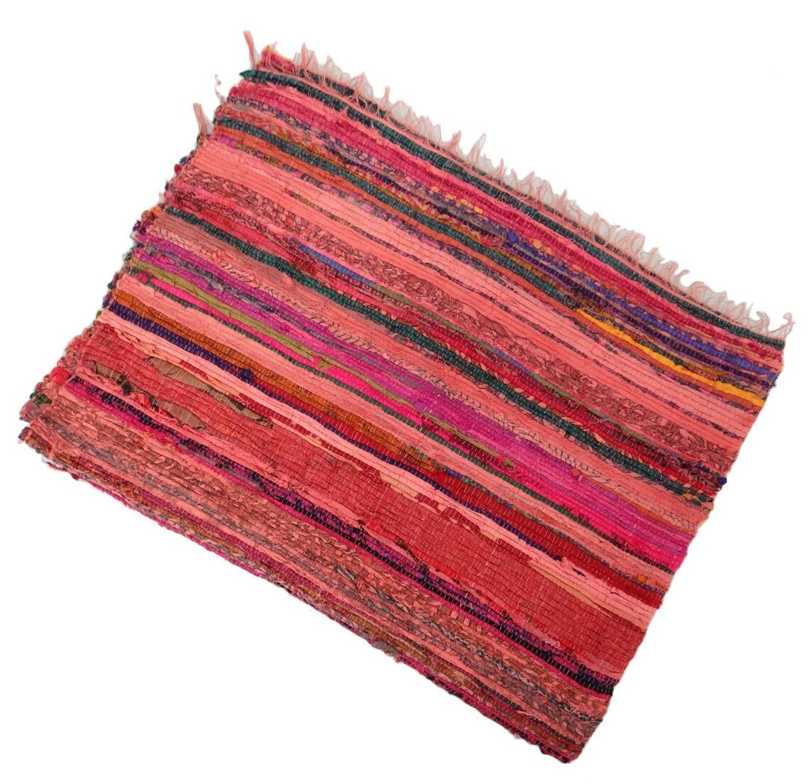 Indian cotton vintage handmade chindi rag runner rug living | Etsy