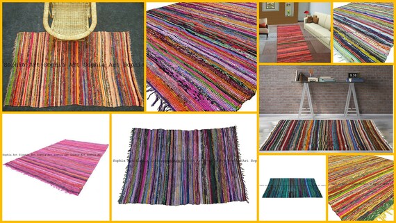 Indian Handmade Reversible Chindi Rag Runner Rug Vintage | Etsy