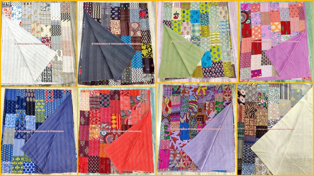 Handmade Block Print Patch Work Kantha Hippie Ethnic Queen - Etsy
