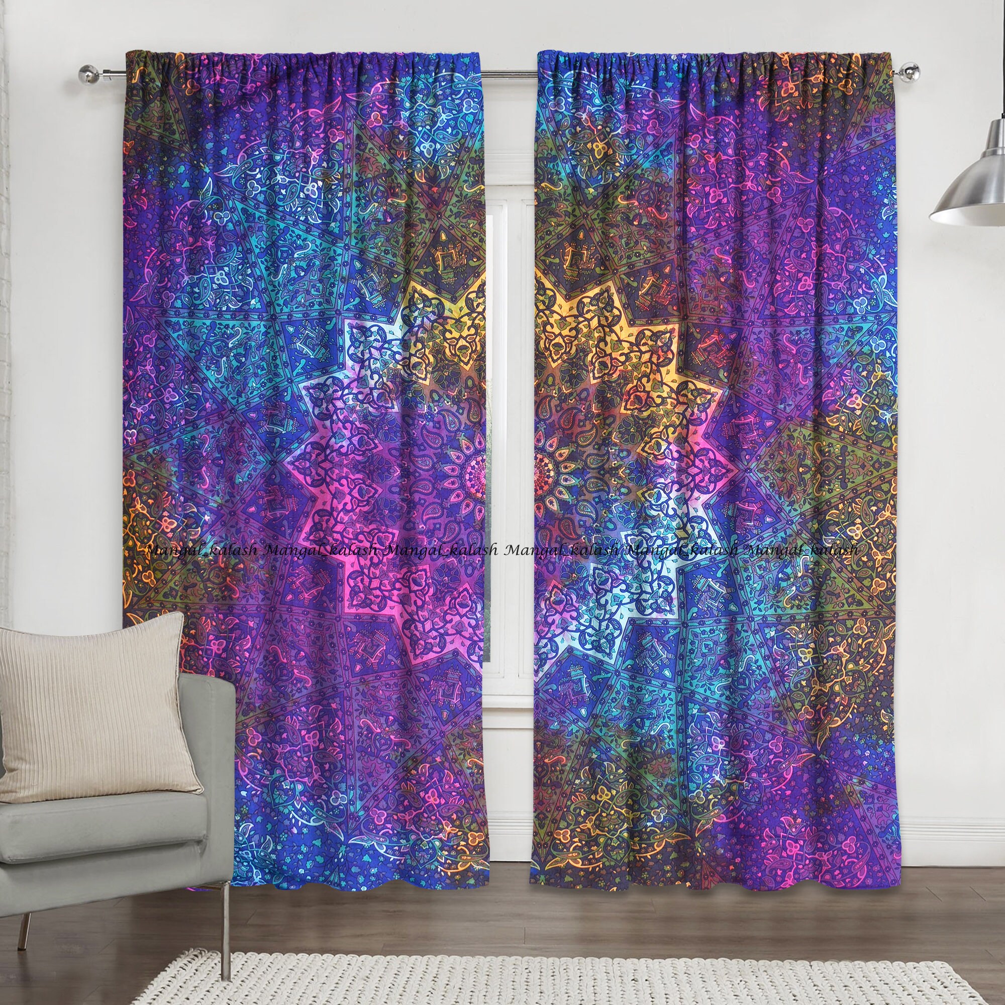 Indian Star Cotton Mandala Curtain Window Door Hippie Drapes | Etsy
