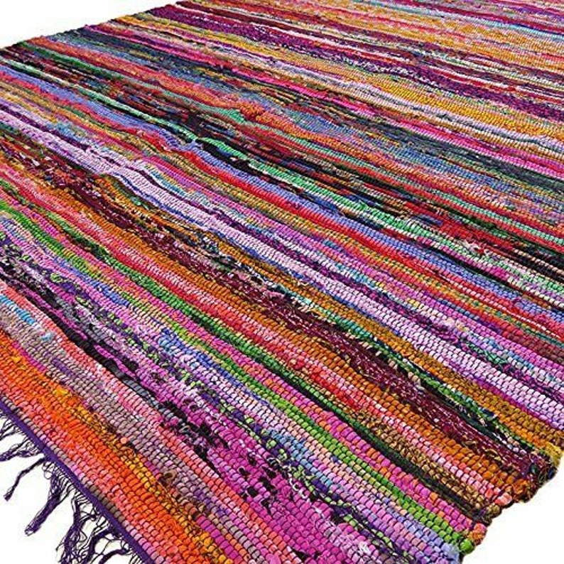 Indian Handmade Reversible Chindi Rag Runner Rug Vintage | Etsy