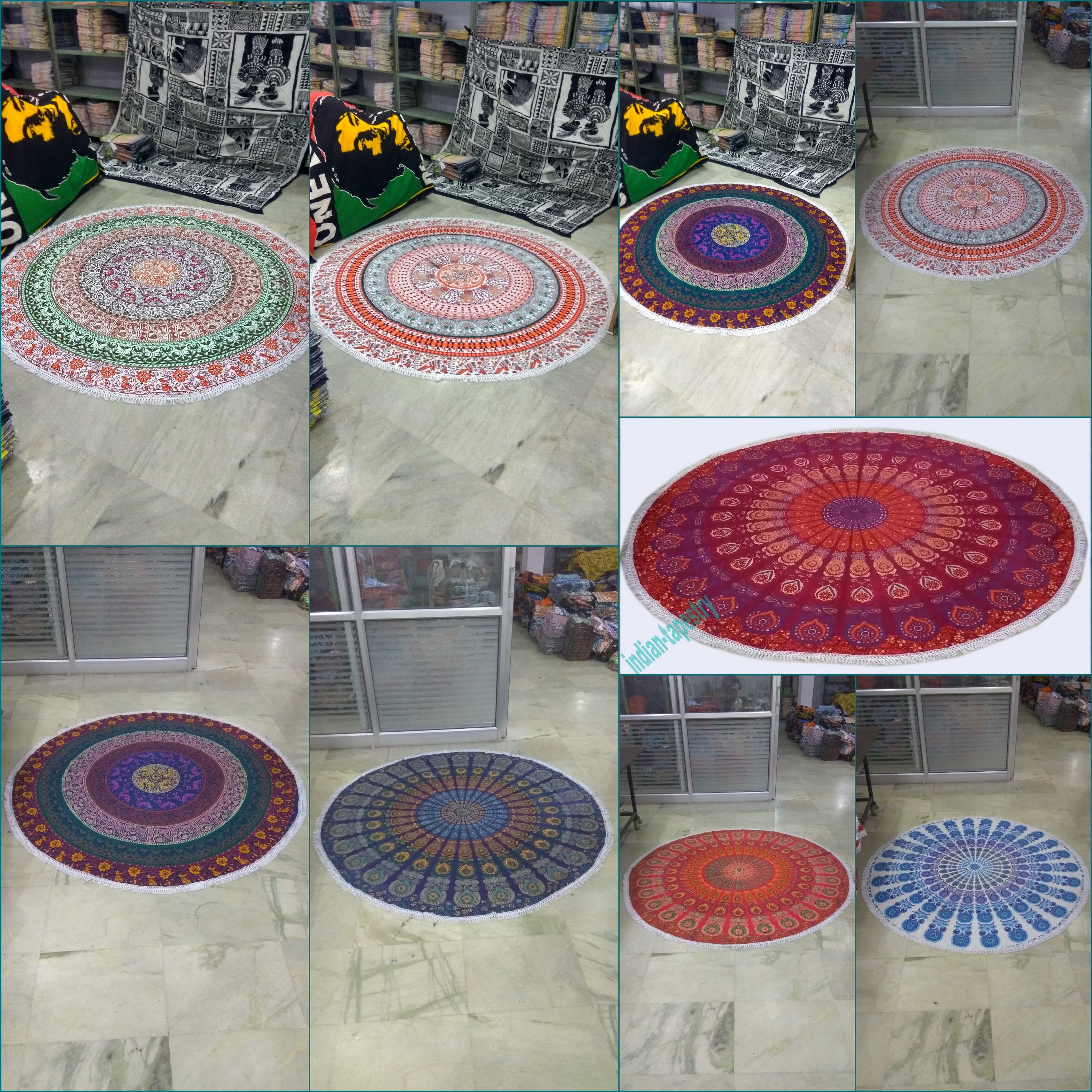 Indian Cotton Ombre Mandala Yoga Mat Meditation Tassels Table | Etsy