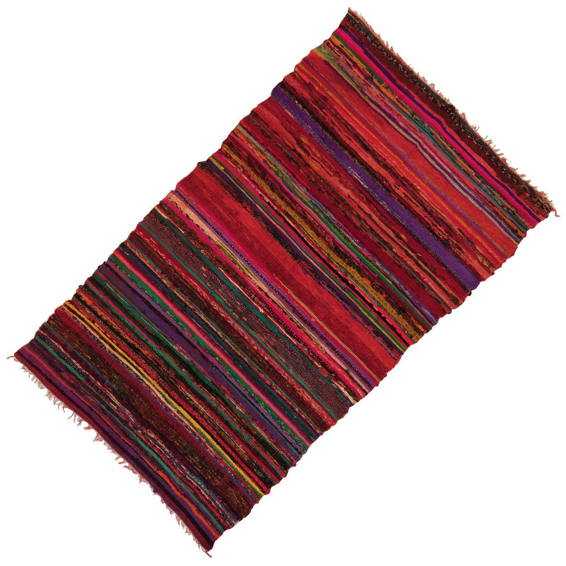 Indian cotton vintage handmade chindi rag runner rug living | Etsy