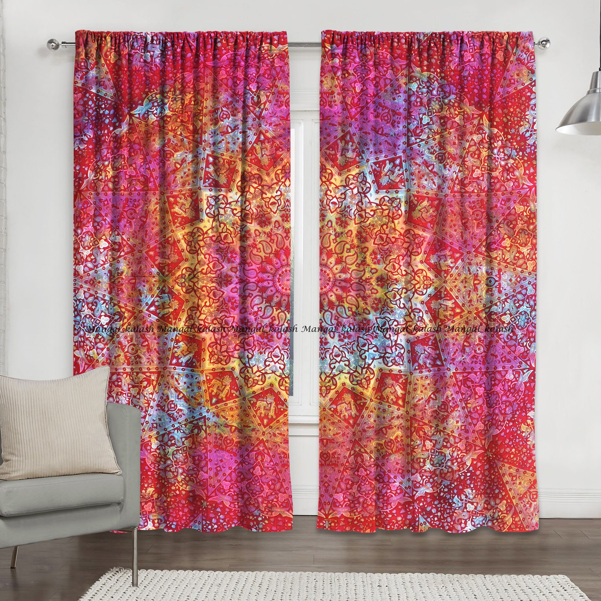 Indian Star Cotton Mandala Curtain Window Door Hippie Drapes | Etsy