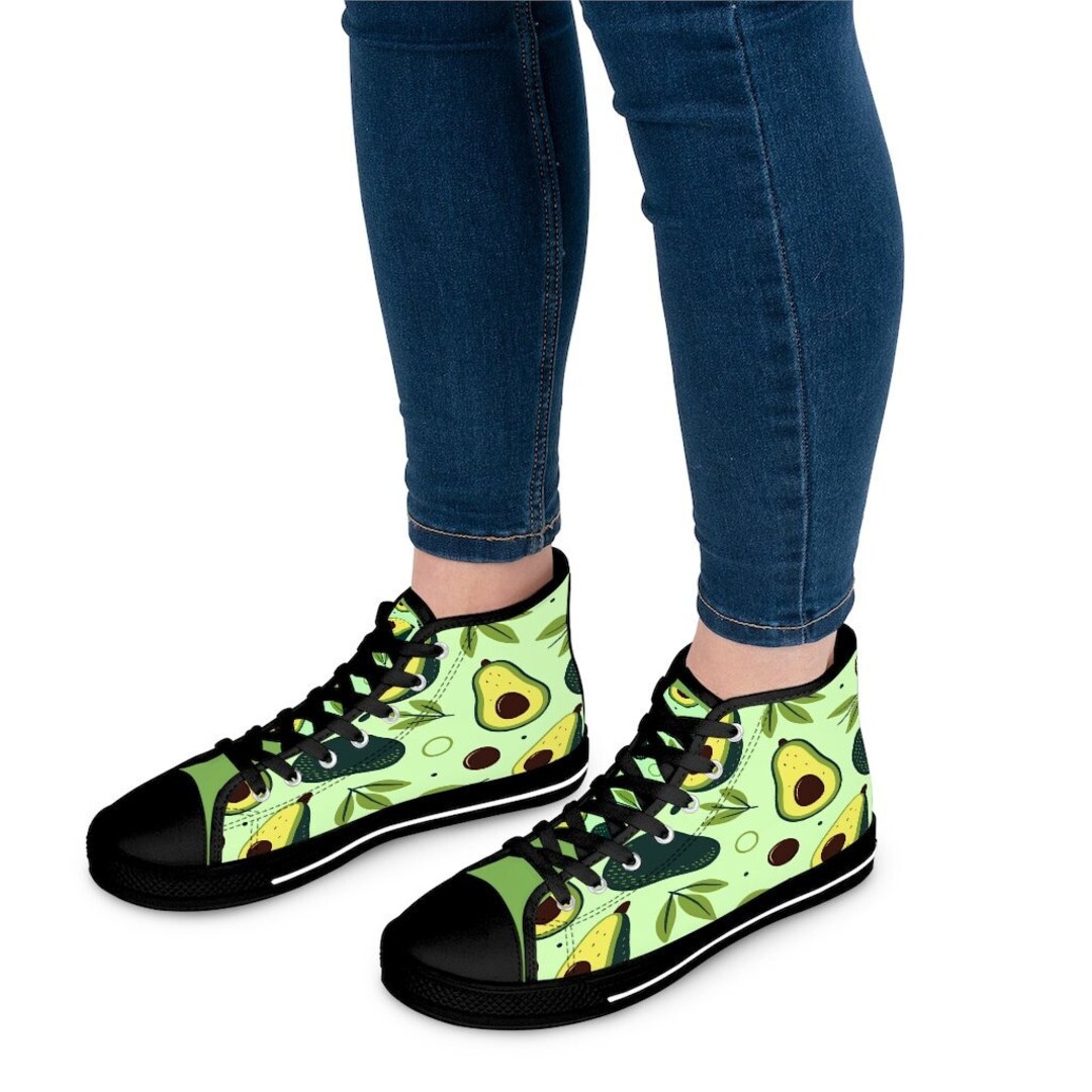 Avocado Shoes Avocado Pattern High Top Sneakers Cute Avocado Trainers ...