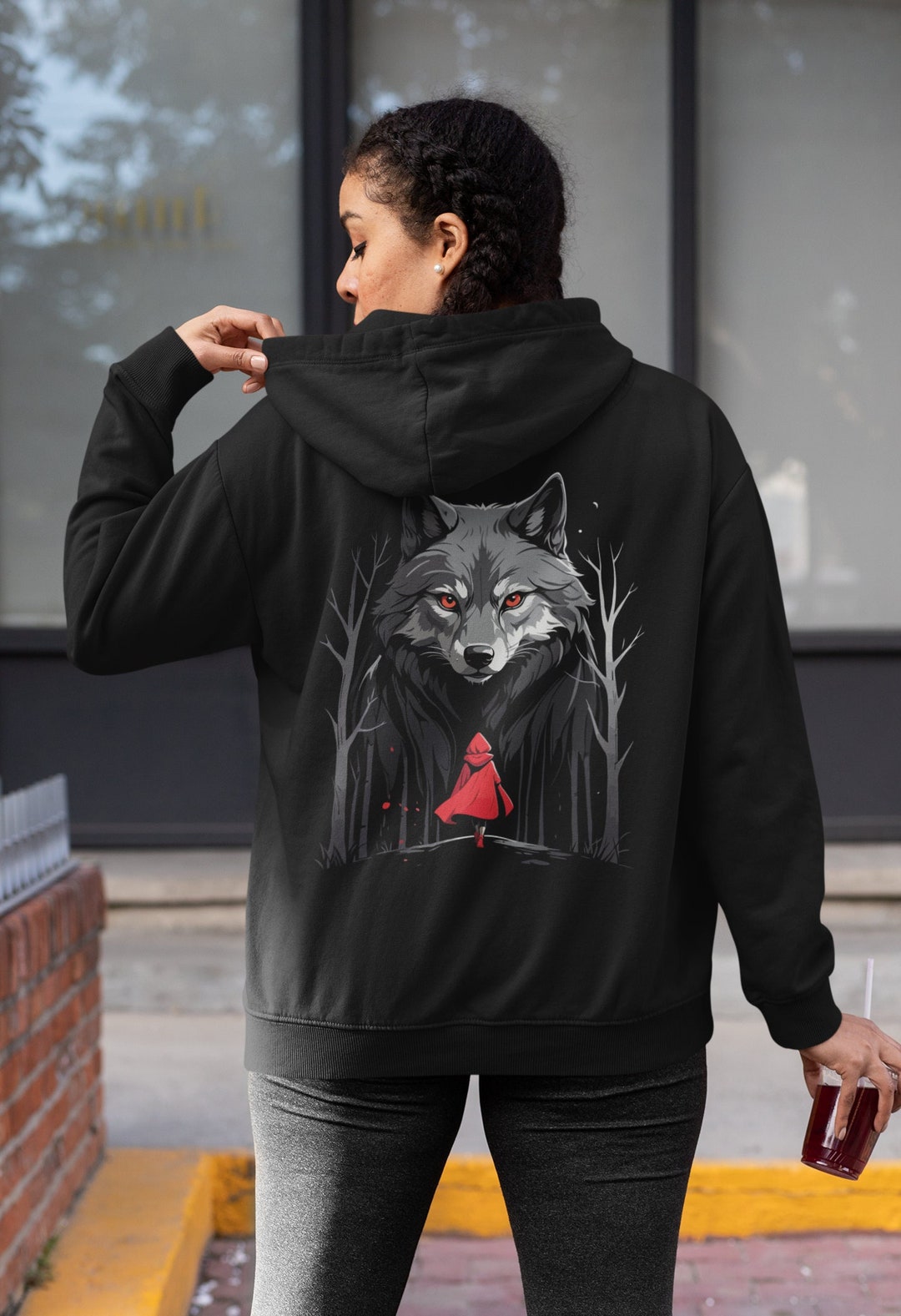 Little Red Riding Hood Hoodie, UNISEX the Big Bad Wolf Graphic ...
