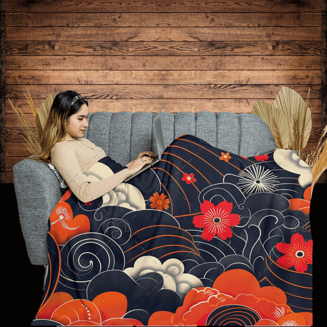 Japanese Inspired Decor, Cherry Blossoms, Soft Cozy Throw Blankets ...