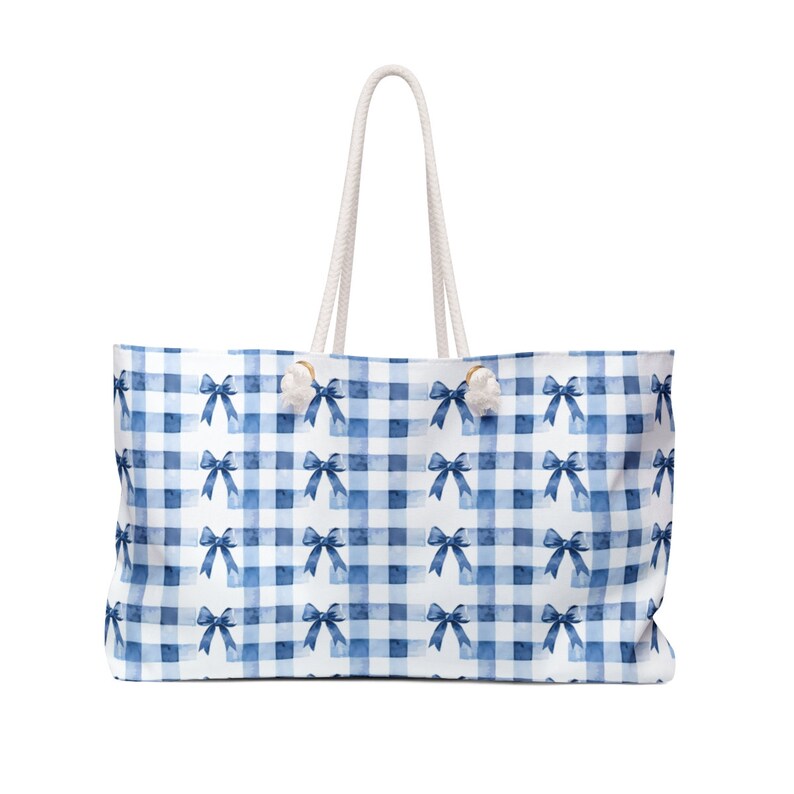 Blue Coquette Ribbon Weekender Tote Bag, Gift for Her, Beach Bag ...