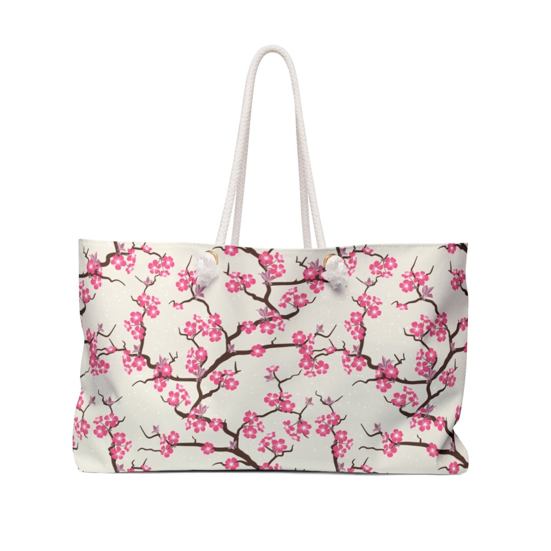 Cherry Blossom Weekender Tote Bag, Gift for Her, Pink Floral Bag ...