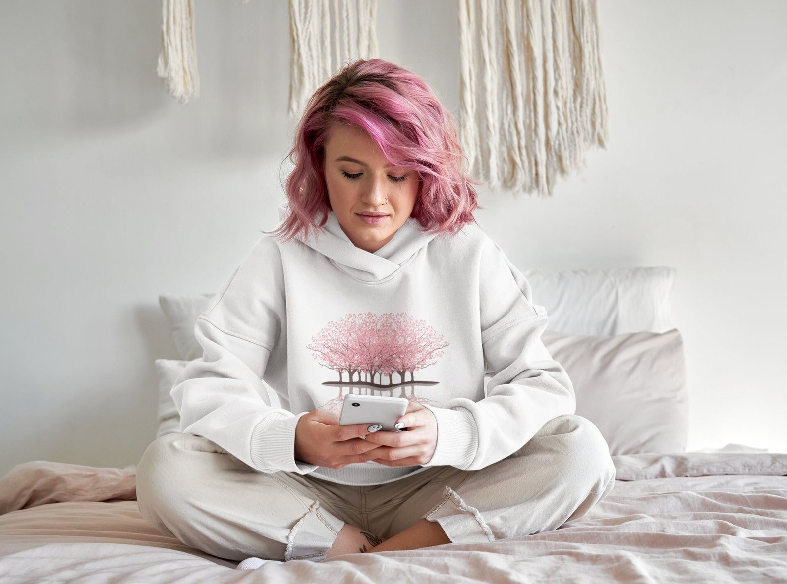 Japanese Cherry Blossom Hoodie Sakura Sweatshirt Aesthetic - Etsy