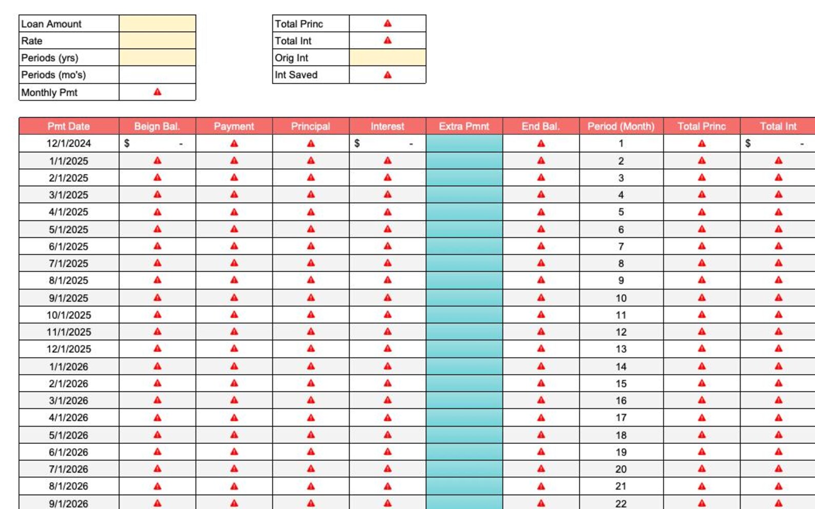 Mortgage Amortization Schedule W/ Extra Payment Calculator - Etsy
