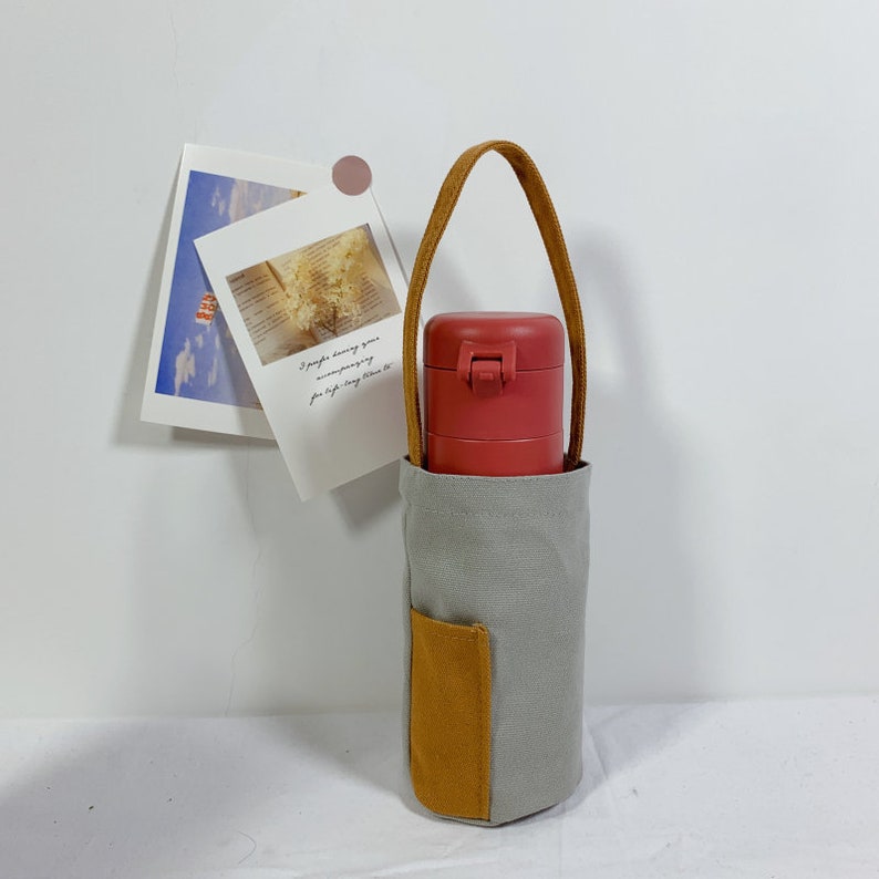 Eco Friendly Minimalist Plain Canvas Bottle Holder Sleeve Water Bottle ...