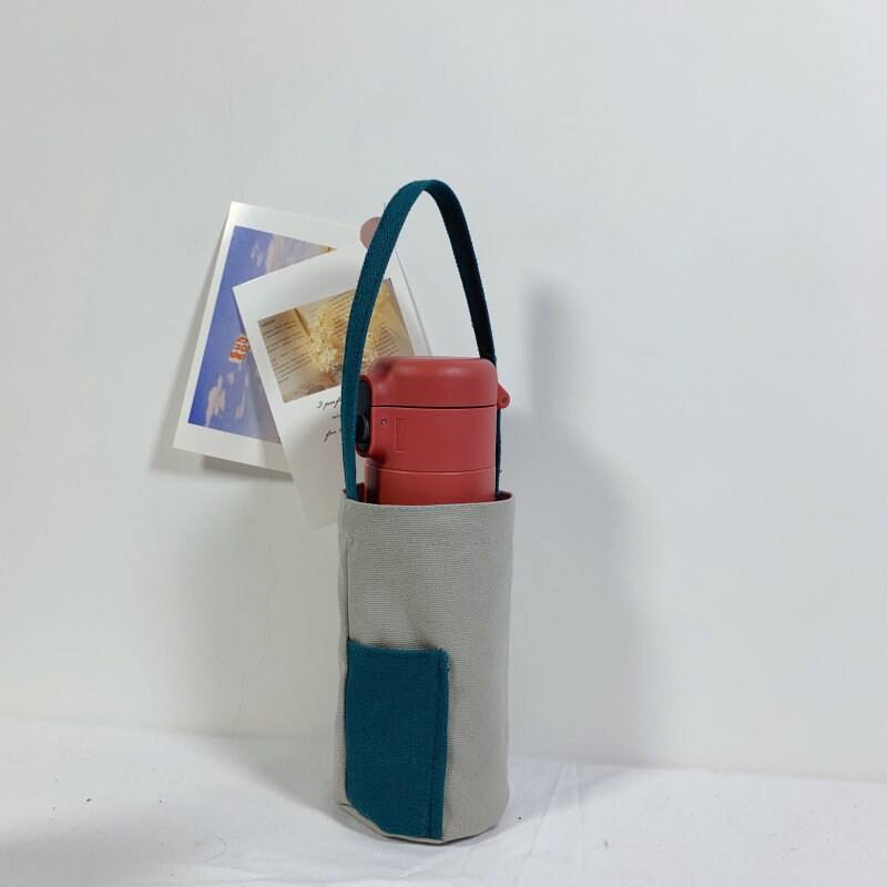 Eco Friendly Minimalist Plain Canvas Bottle Holder Sleeve Water Bottle ...