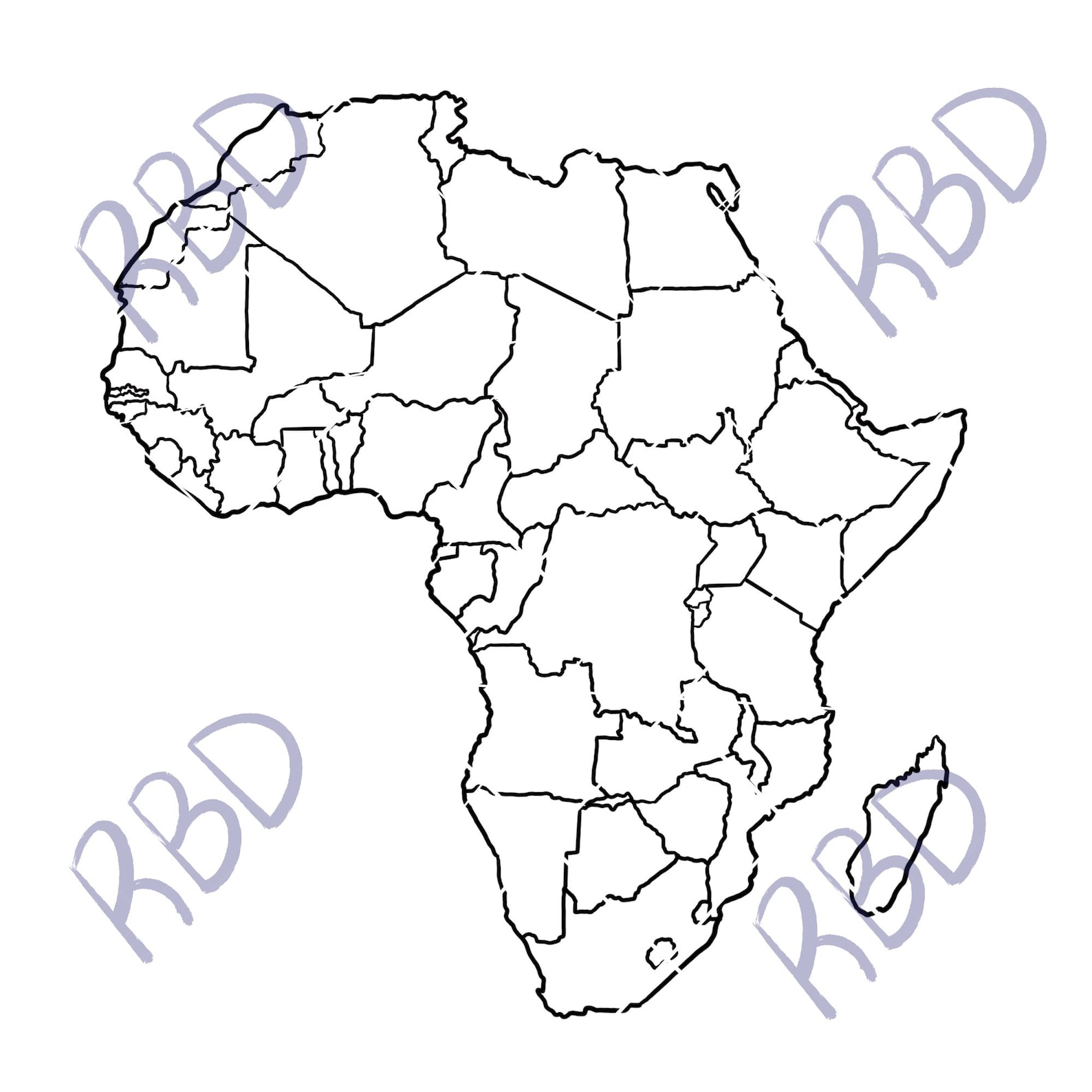 Blank Map of AFRICA, Continent, Black Outline, African Geography ...